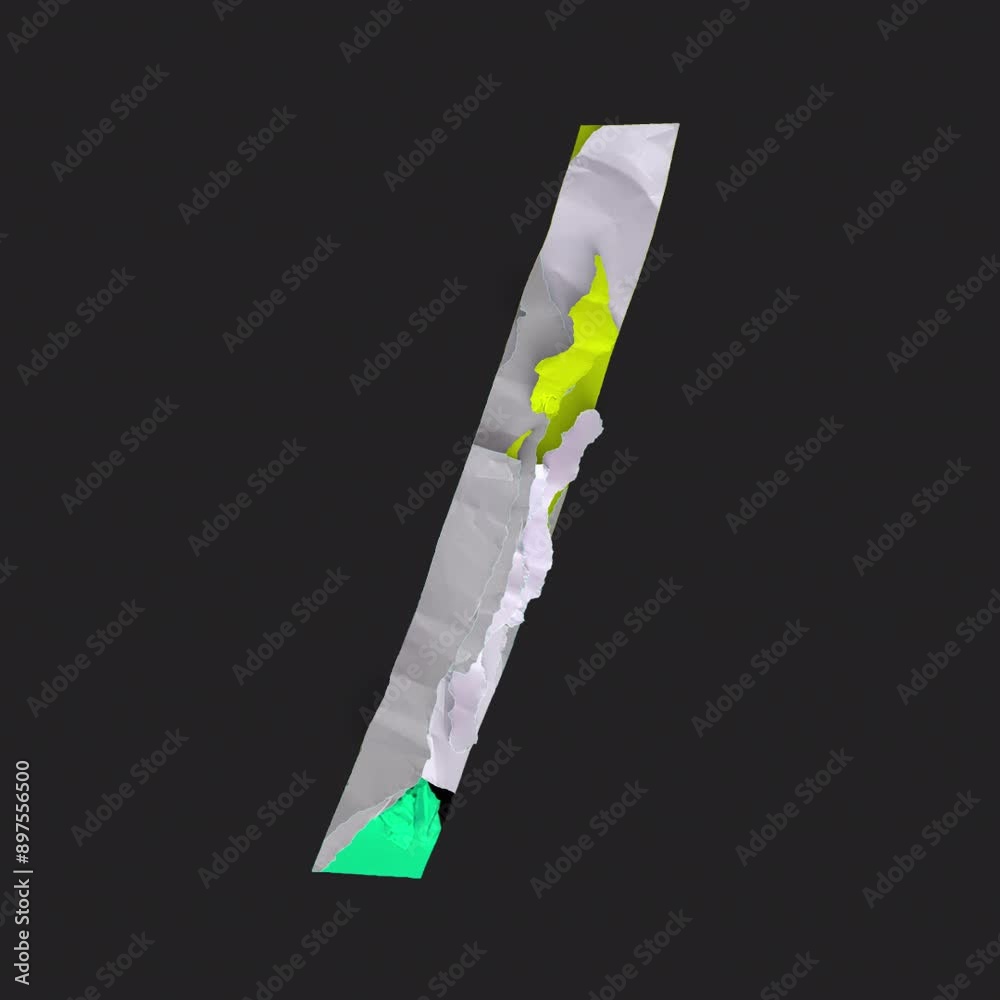 Animated shredded paper style forward slash symbol with embedded alpha ...