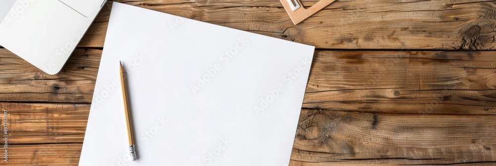 Top view of empty blank white vertical resume paper document mockup ...