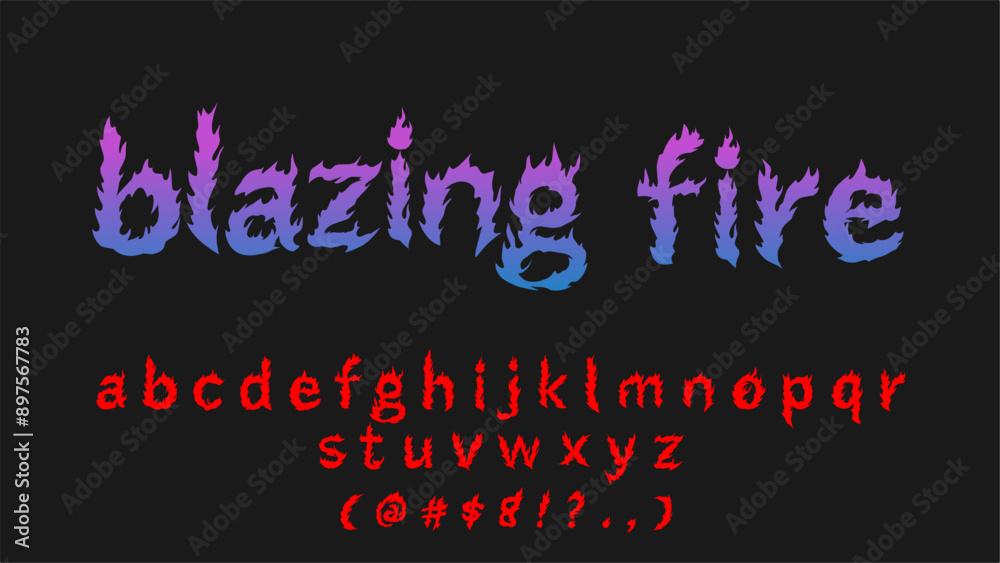 Blazing Fire, fire typeface font, hand drawn letters vector set, font ...