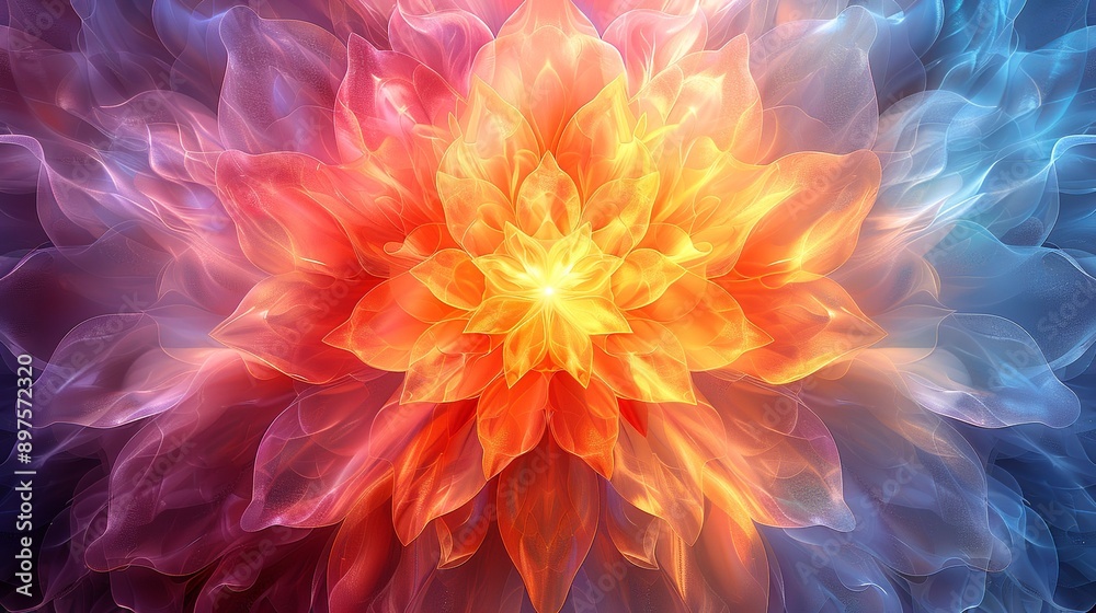 Shimmering abstract design with luminous, chromatic patterns and ...