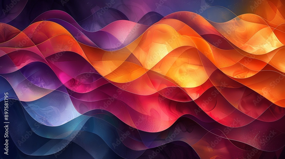 Glowing abstract artwork with dazzling, chromatic patterns and a glossy ...