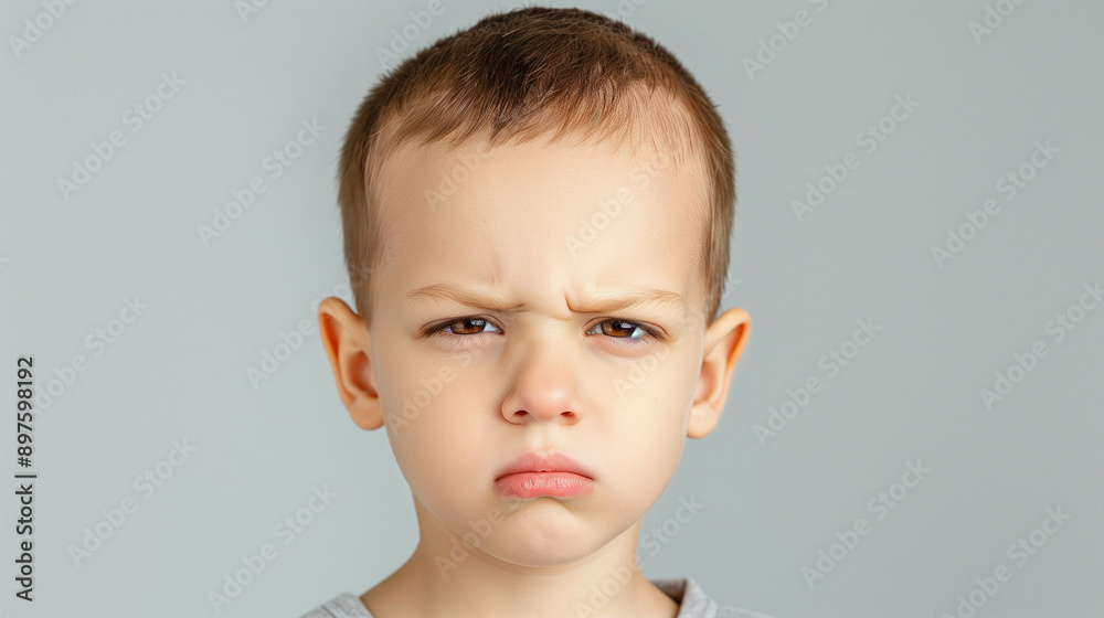 Angry boy with an intense expression capturing child emotions. This ...