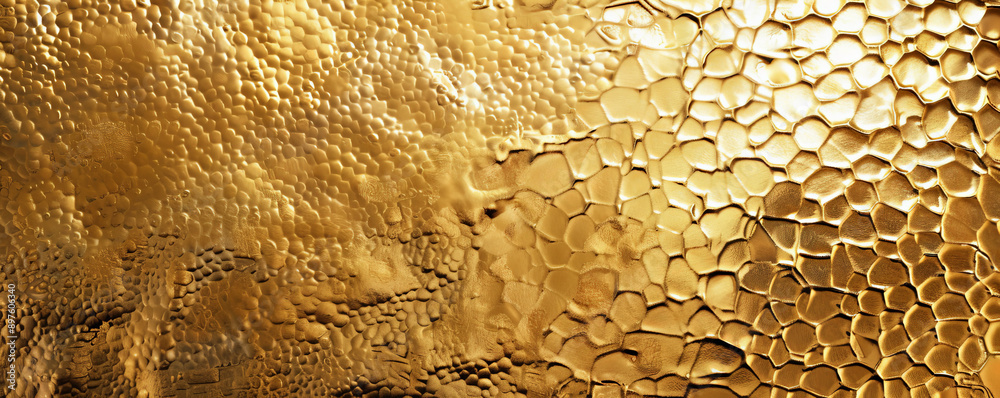 A gold background with a hammered texture, adding depth and an ...