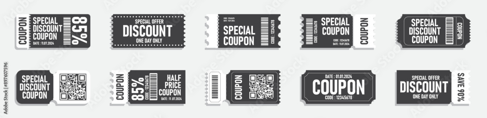 coupon promotion set, voucher card template, coupon code promotion ...