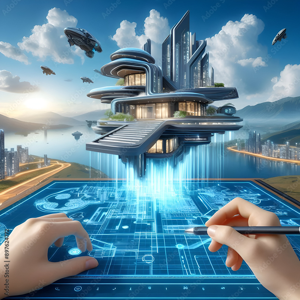 Blueprints of Tomorrow Image captures the essence of futuristic ...