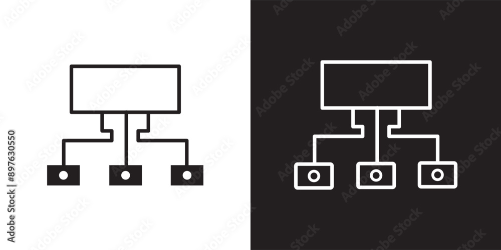 Vetor de Type hierarchy icon. Thin linear type hierarchy outline icon ...