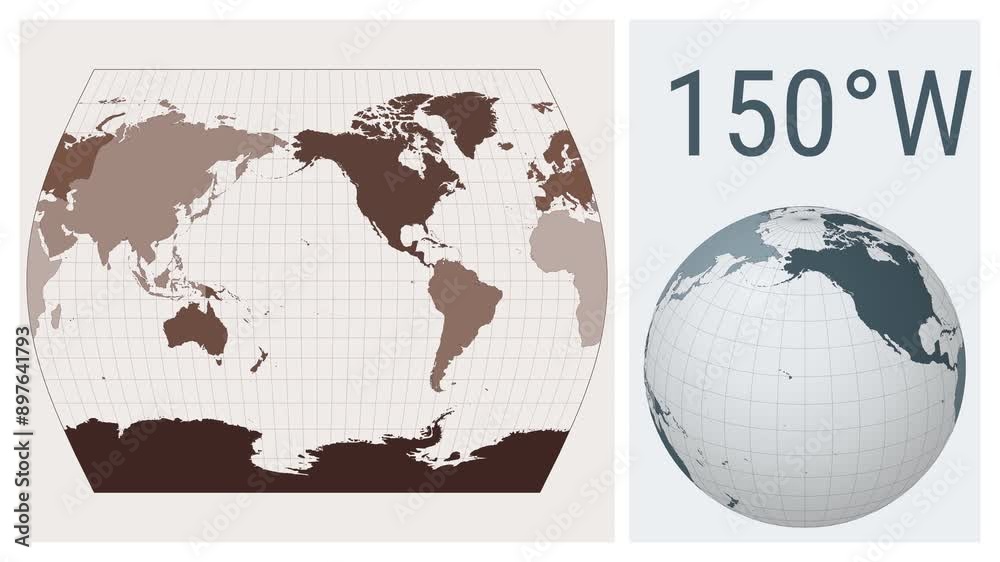World Map Animation. John Muir Times projection. Colored continents ...
