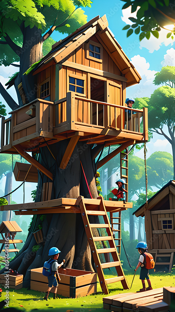 Kids Building a Treehouse: Celebrating Friendship & Teamwork in Anime ...