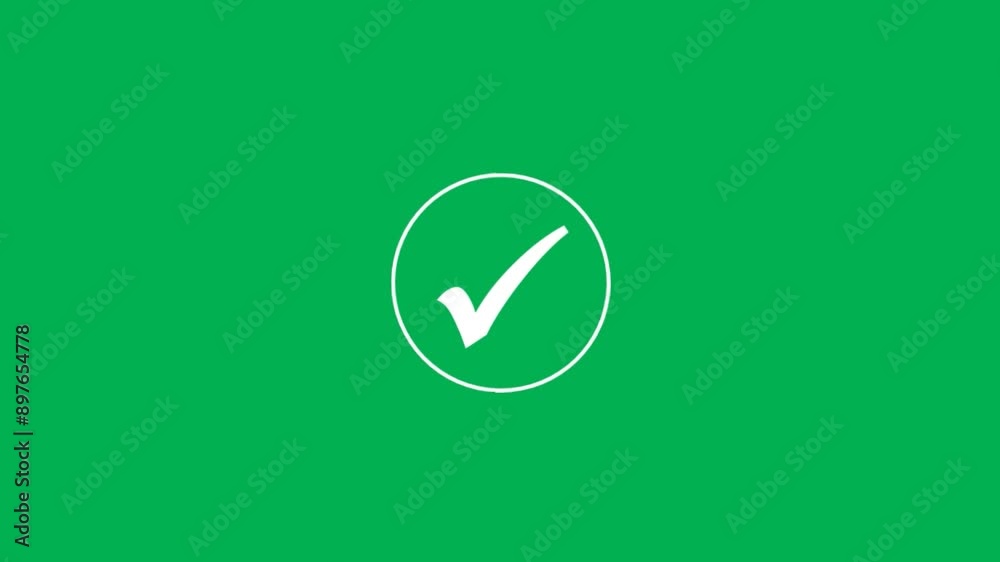 Tick check mark animated video clip. White color yes correct mark sign ...
