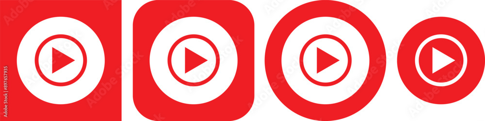 YouTube Music mobile app icon in flat set. logo Listen on youtube music ...