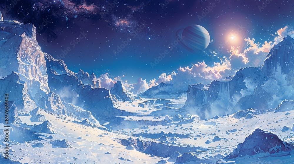 Detailed image of the Kuiper belt, illustrating the icy and rocky ...