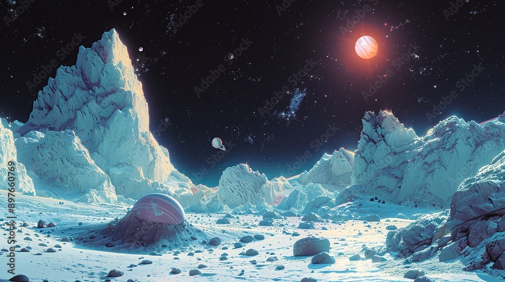 Detailed image of the Kuiper belt, illustrating the icy and rocky ...