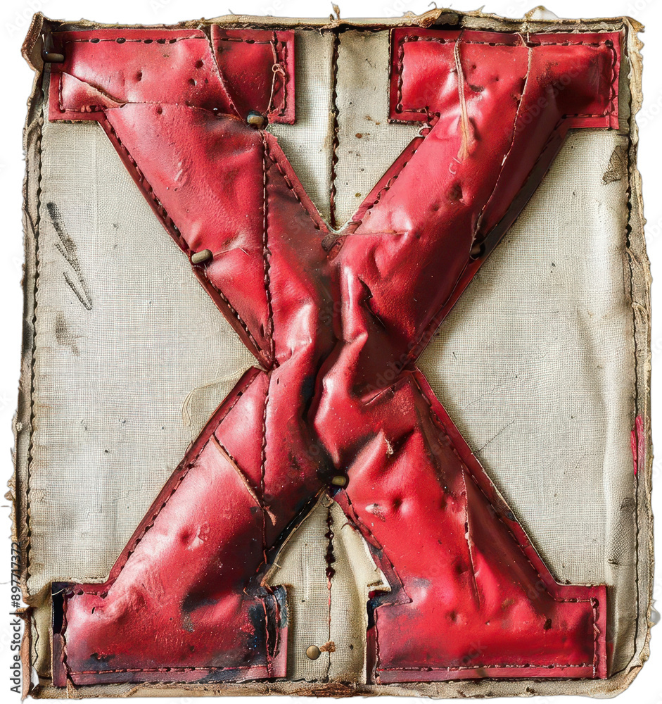 X-Marked Object of Interest An Old Battered Sign with a Red X on the ...