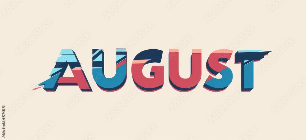 The word "AUGUST" in bold, sans-serif letters is set against a white ...