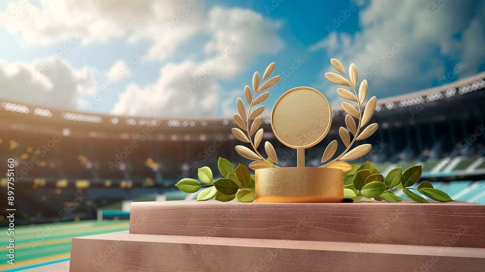 Illustration of an Olympic gold medal style podium. Digital artwork for ...