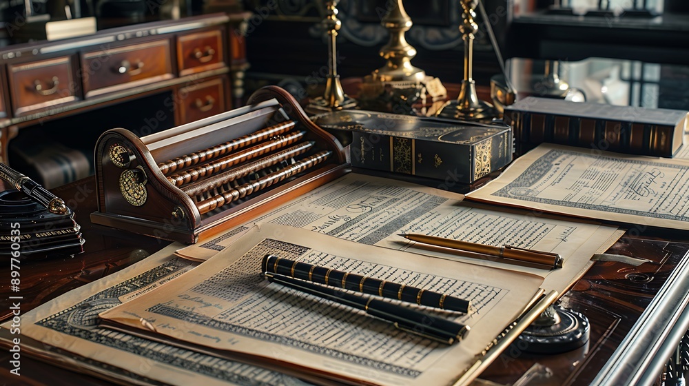 Elegant High Resolution Image of a Luxury Desk Adorned with a ...