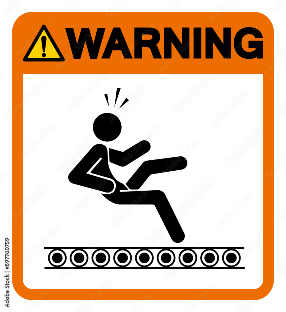 Warning Exposed Conveyors & Moving Parts Can Cause Severe Injury Symbol ...