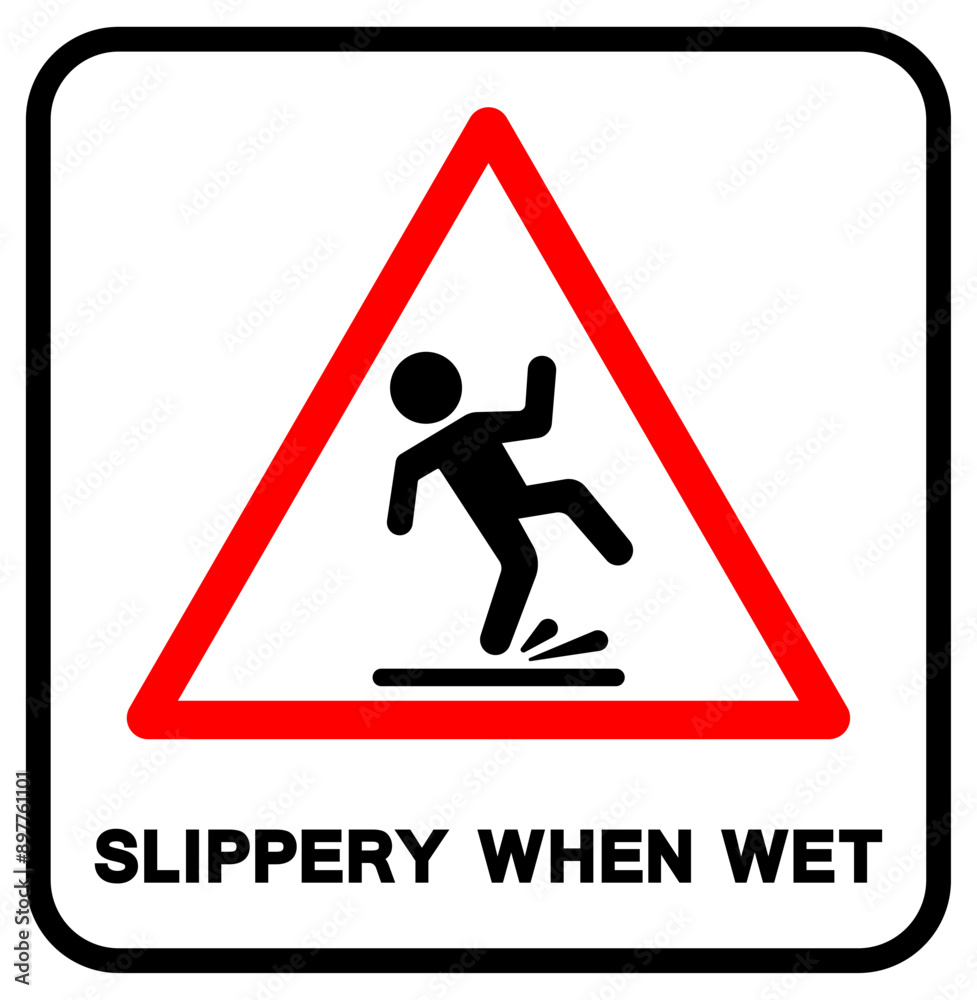 Slippery When Wet Symbol Sign,Vector Illustration, Isolate On White ...