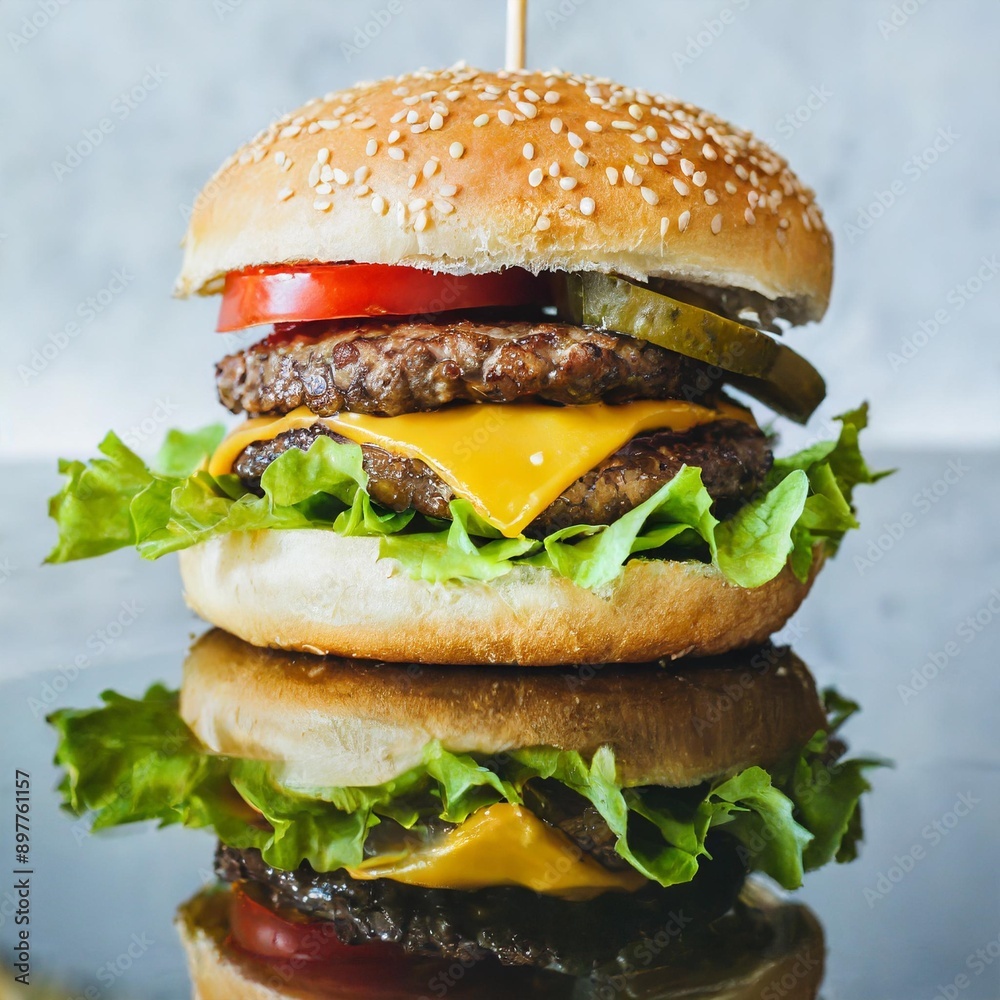 Perfect hamburger classic burger american cheeseburger isolated on ...