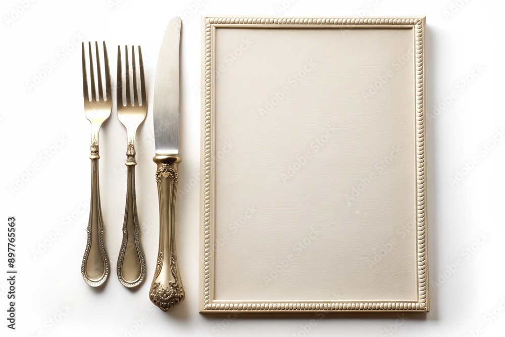 Empty elegant restaurant menu card template isolated on a pure white ...