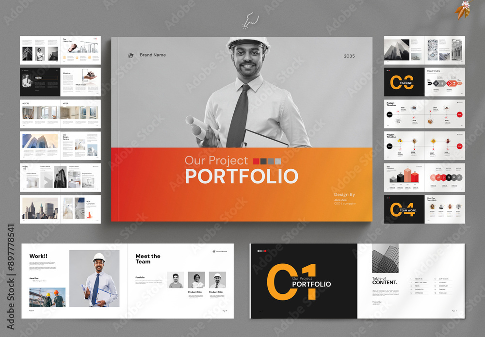 Project Portfolio Brochure Layout Stock Template | Adobe Stock