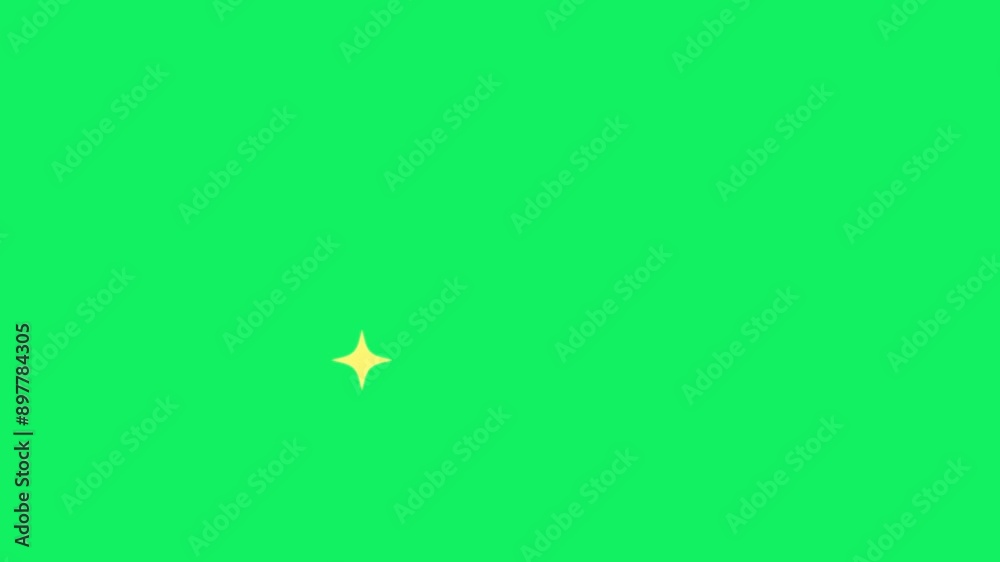 Yellow sparkling stars animation on a green screen, creating a striking ...