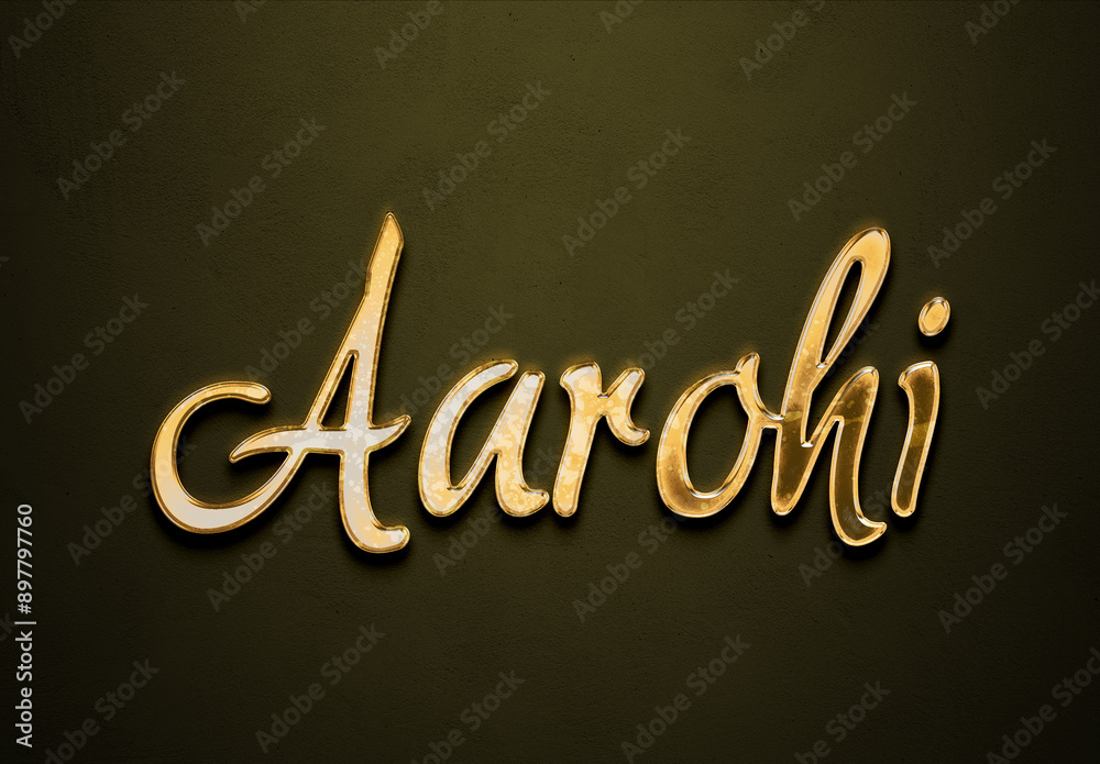 Old gold text effect of Hindi name Aarohi with 3D glossy style Mockup ...