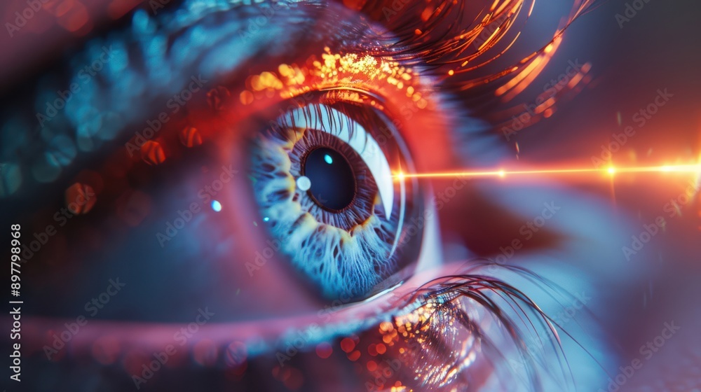 Lasik Eye Surgery: Closeup of Eye with Laser Correction Procedure and ...