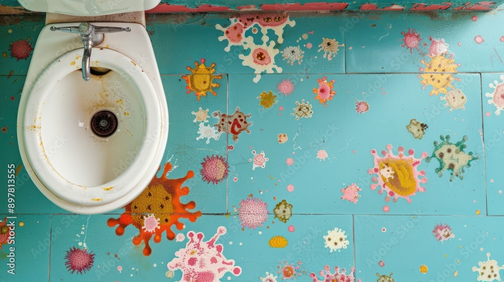 Hazardous Bathroom Floor Infested with Pathogenic Microbes for ...