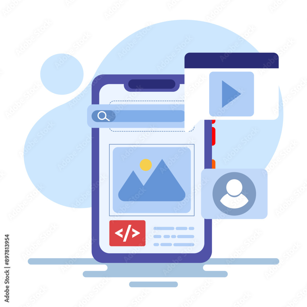 App development concept, mobile UI UX, web design, app design, coding ... App development concept, mobile UI UX, web design, app design, coding ...