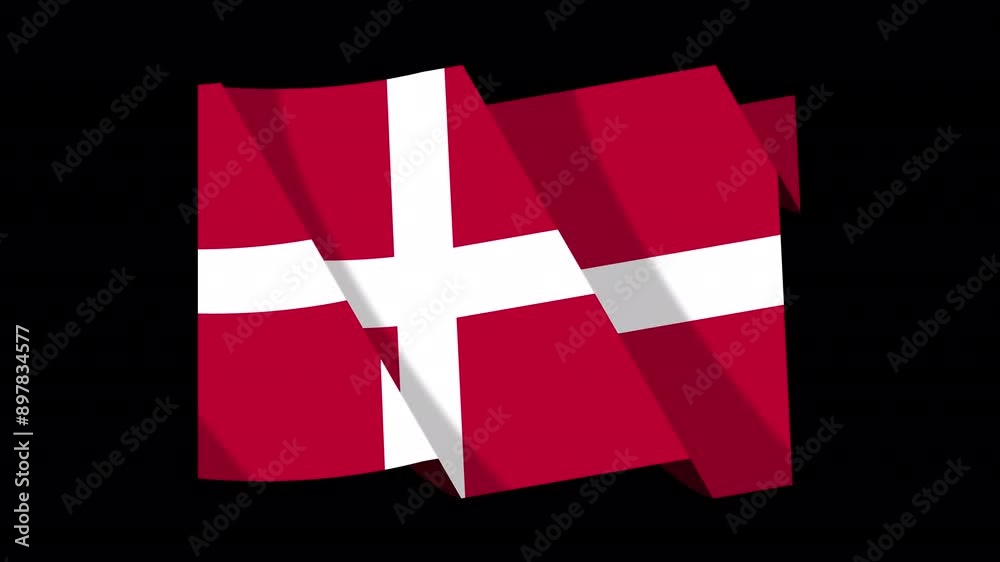 Looping animation of the Denmark flag with alpha channel, waving flag ...