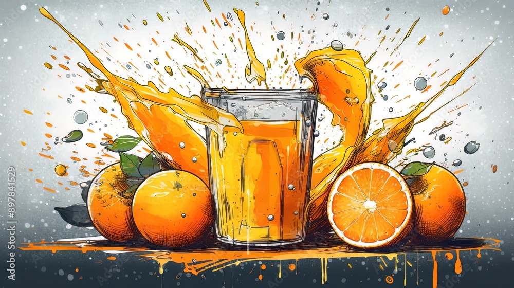Dynamic Splash of Orange Juice: Vibrant Citrus Burst in a Glass ...