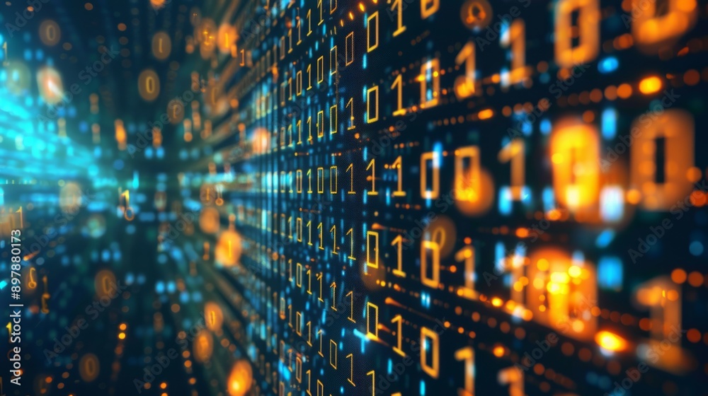 Abstract futuristic cyberspace with binary code, matrix background with ...