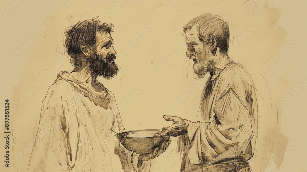 Genesis,The Birth of Esau and Jacob:Scene of Esau Selling His ...