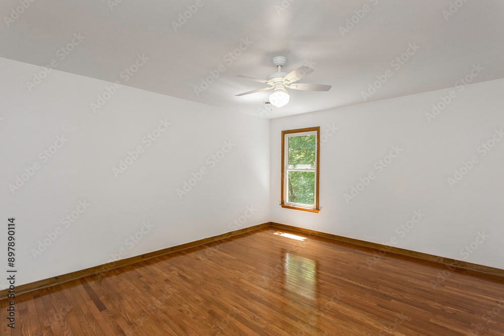 Clean Empty Room With Wooden Flooring And A Single Window For Wide ...
