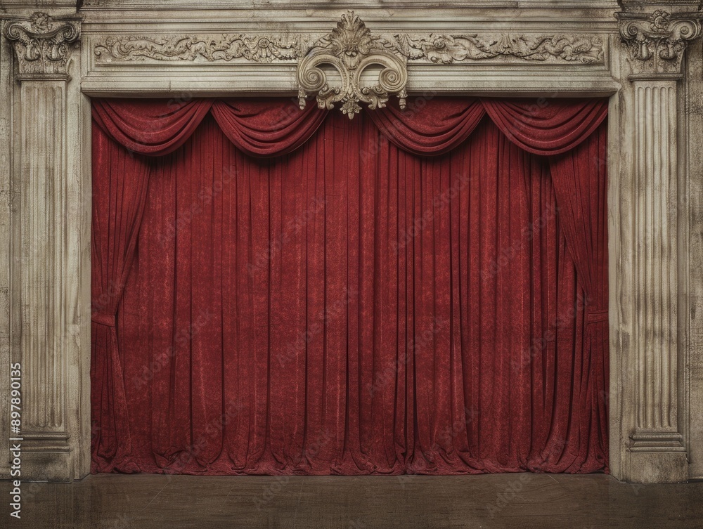A vintage theater backdrop features sophisticated and detailed designs ...