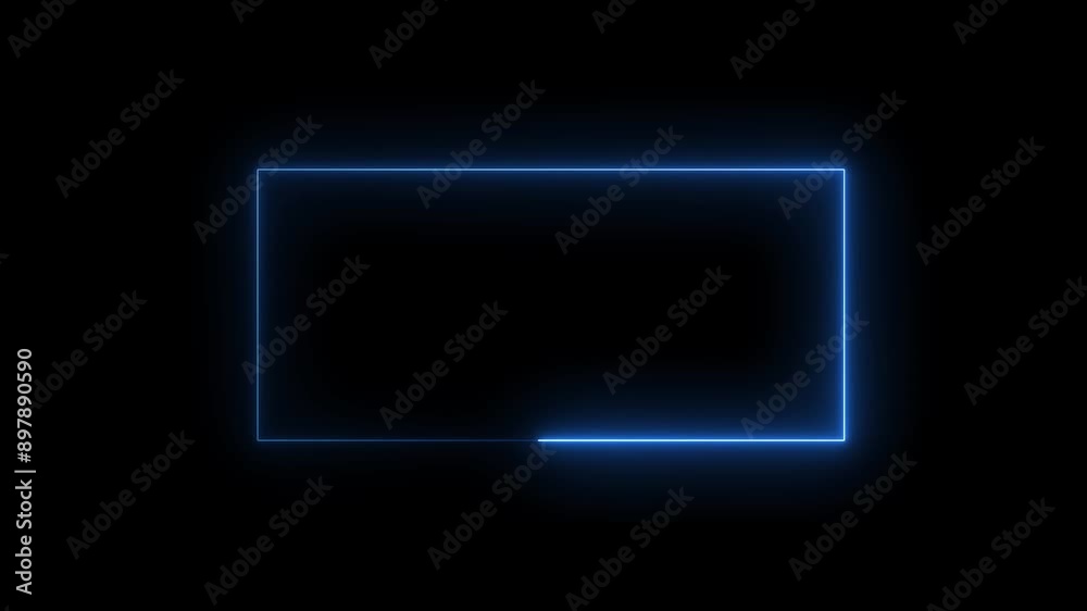 abstract neon glowing rectangle line border frame royal blue color ...