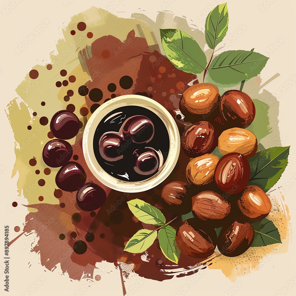 Create a vector illustration of a a Kuri kinton (sweet chestnut paste ...