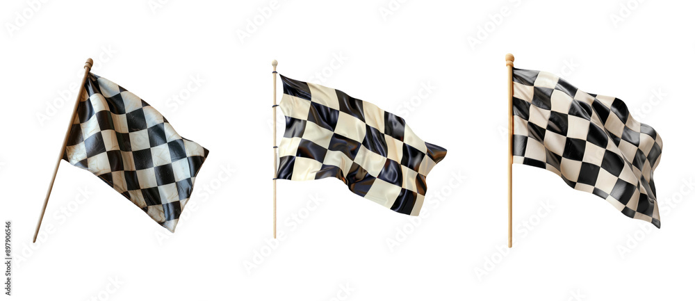 Checkered Racing Flags Collection Isolated on Transparent Background ...