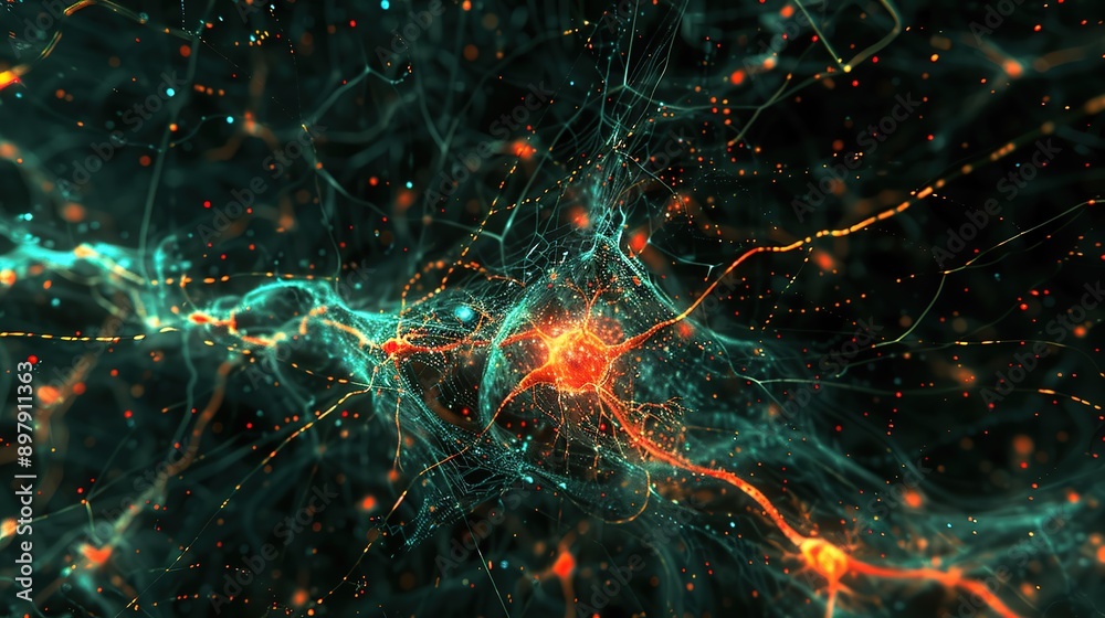 Detailed Diagram of Hypothalamic Neurons with Long Axons Connecting to ...