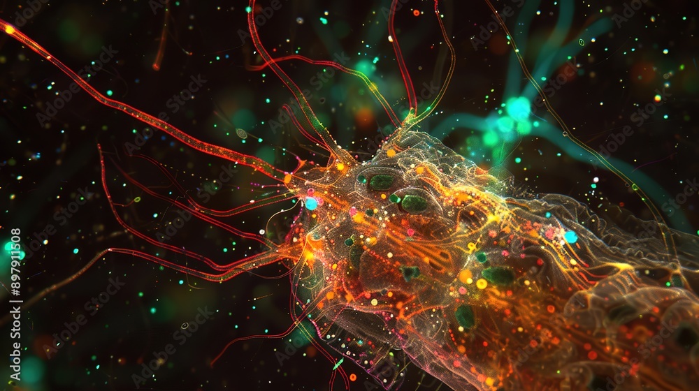 Detailed Diagram of Hypothalamic Neurons with Long Axons Connecting to ...