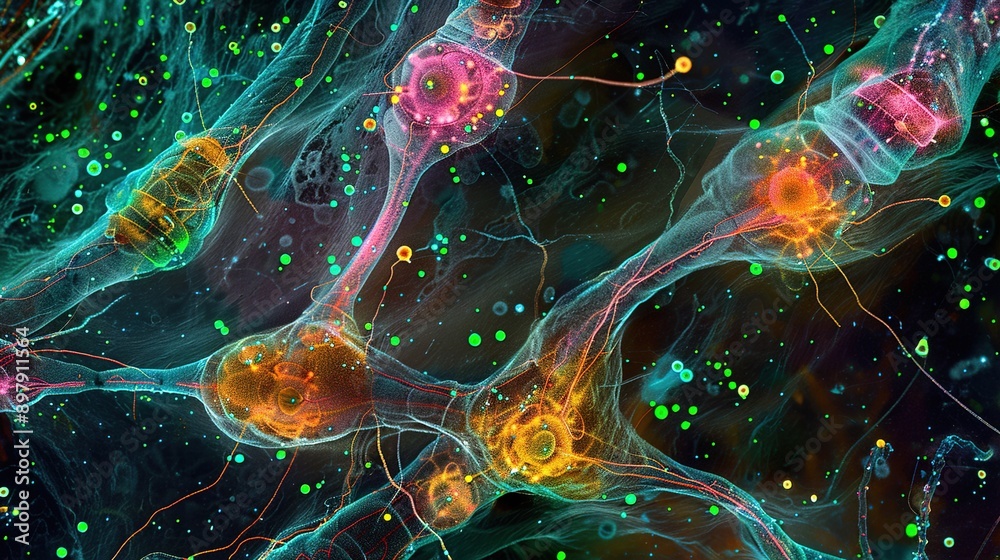 Stockillustratie Detailed Diagram of Hypothalamic Neurons with Long ...