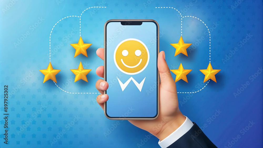 customer satisfaction feedback survey concept with five star rating and ...