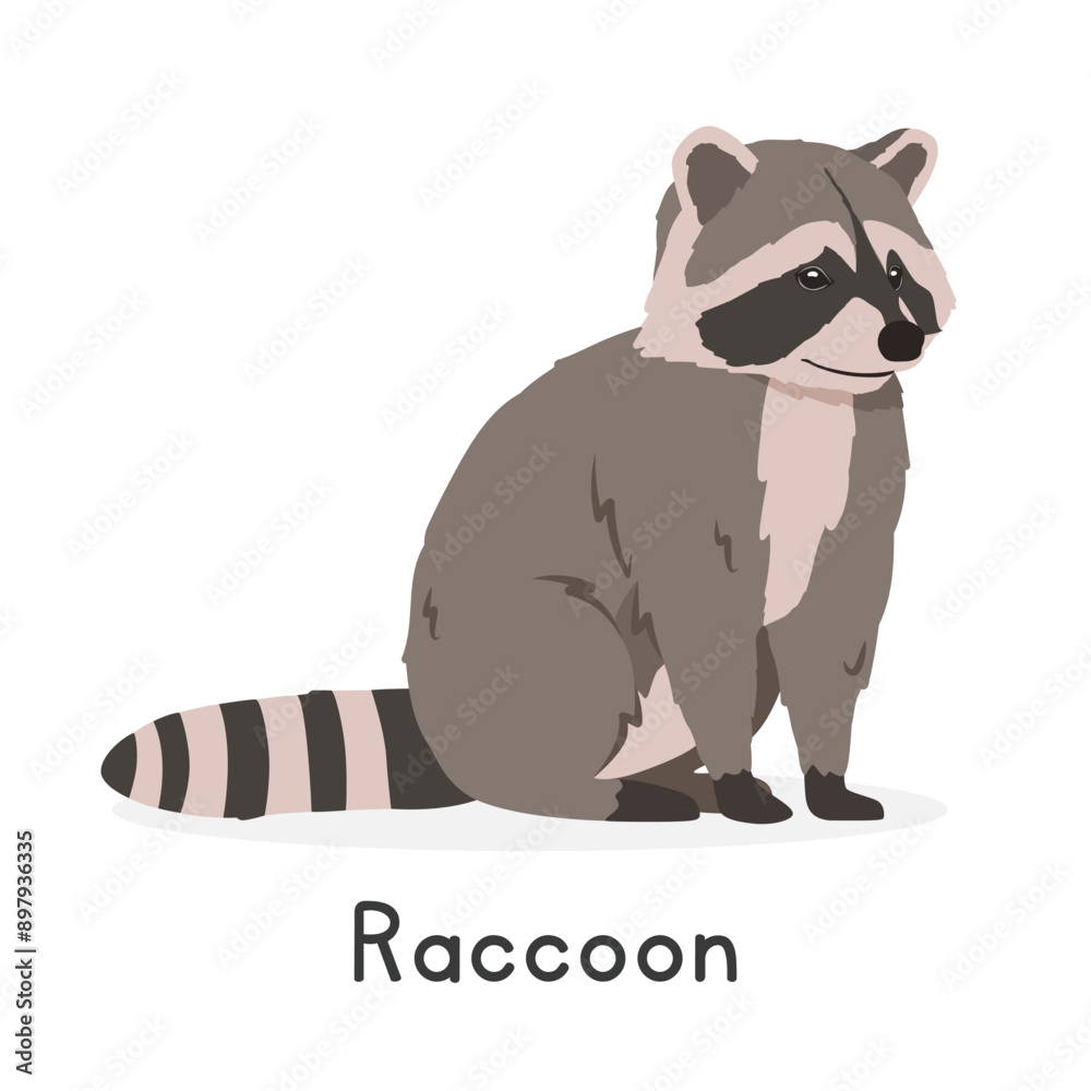 Common raccoon vector illustration, cartoon clipart character, animal ...