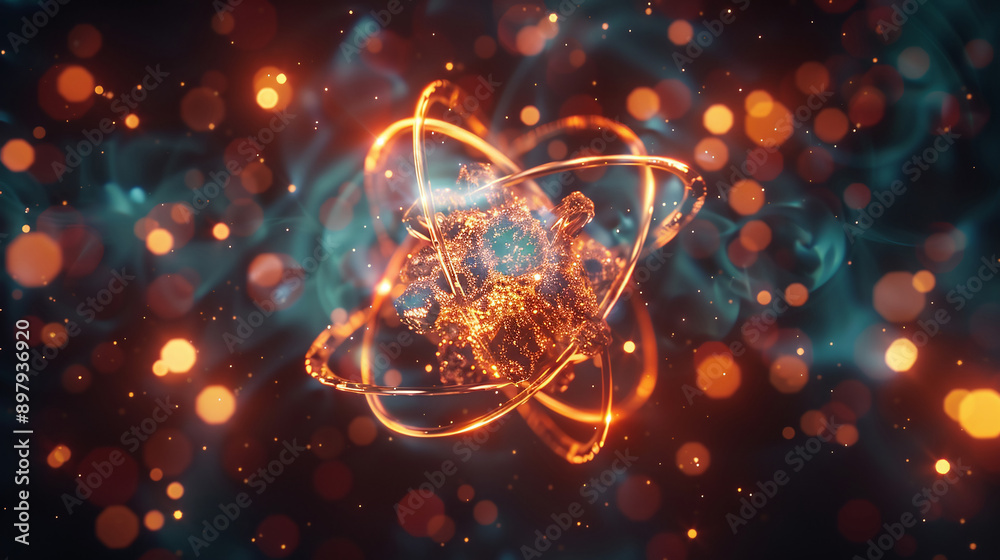 Photorealistic depiction of an atom highlights its intricate structure ...