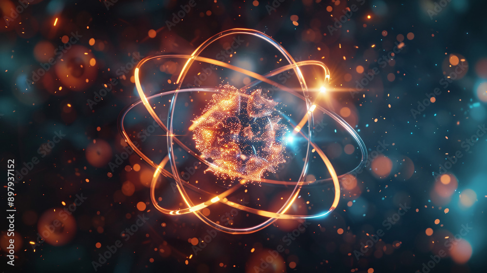Photorealistic depiction of an atom highlights its intricate structure ...
