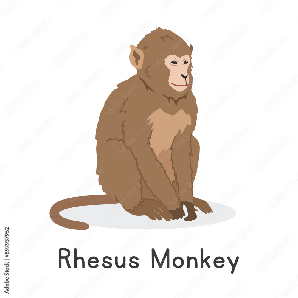 Poster Rhesus monkey or Indochinese rhesus macaque vector illustration ...