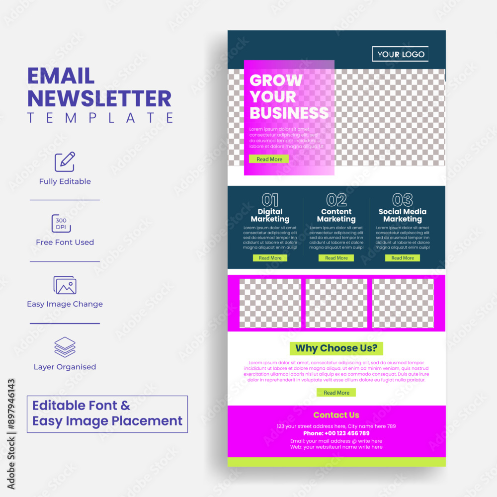 Editable email newsletter template for corporate business web page ui ...