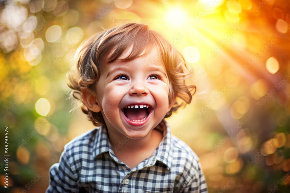 Joyful childhood captured in a bright and cheerful image of a happy kid ...