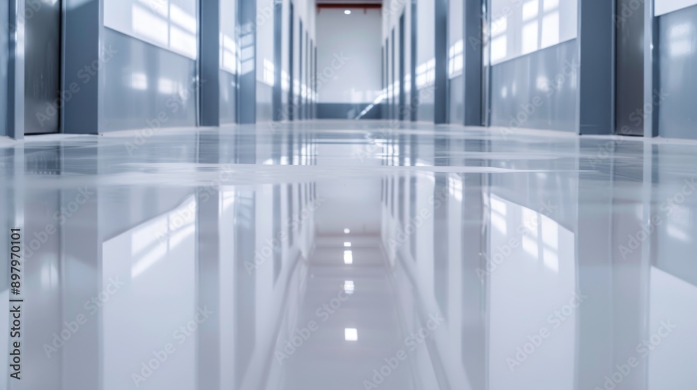 Epoxy resin application for commercial flooring, shiny and resilient ...